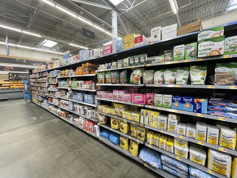 Walmart Store Interior Looking Down Electronics Aisle Editorial ...