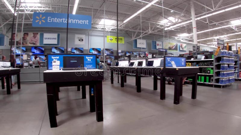 Walmart Supercenter Retail Store Interior Pan of Electronics Stock ...
