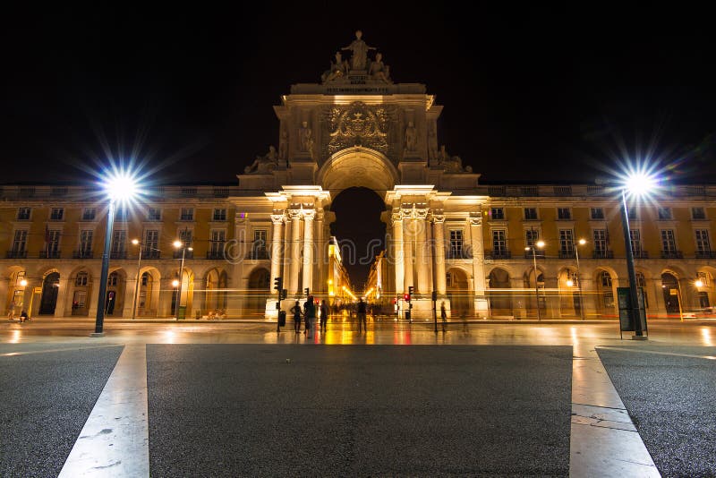 Augusta gate at night stock photo. Image of portugal - 38690628