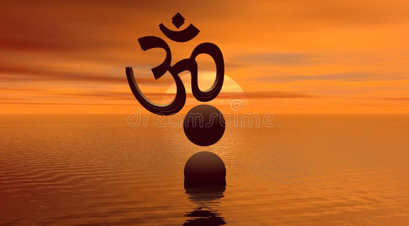 Aum and landscape stock illustration. Illustration of yellow - 10960795