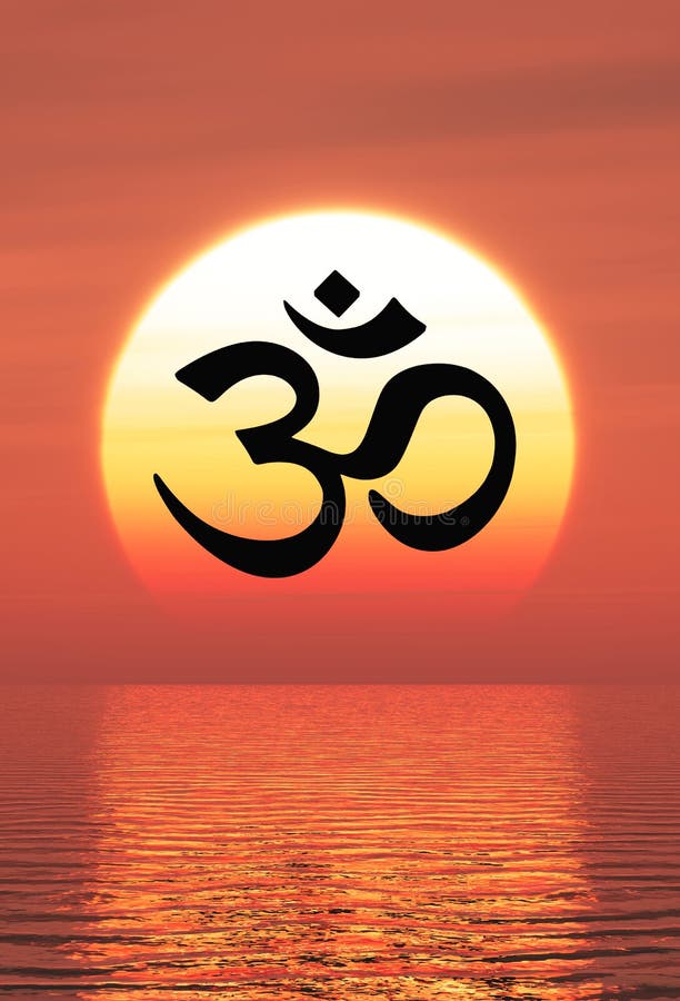 Aum Sign on Sundown Over the Ocean Stock Illustration - Illustration of ...