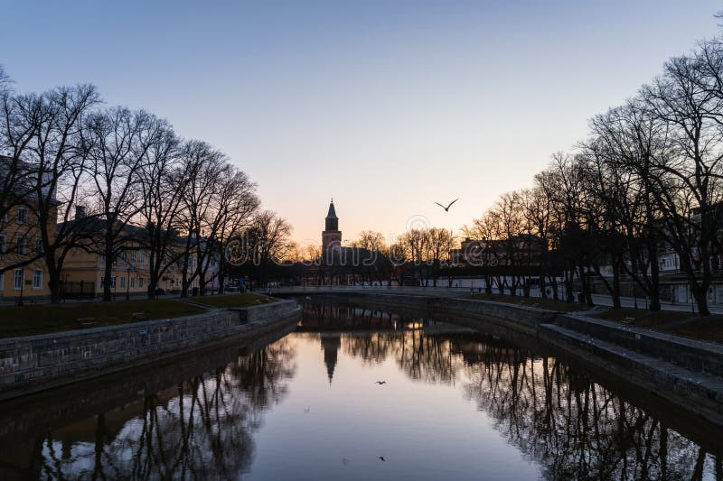 Aura River and Turku Cathedral in Turku, Finland Stock Image - Image of ...
