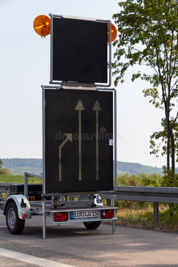 Aurach â€“ Germany, August 19, 2018 : Roadsign on a Trailer Editorial ...