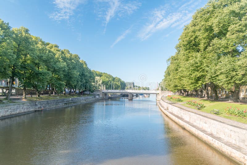 Aurajoki River in Summer Time in Turku, Finland Stock Photo - Image of ...