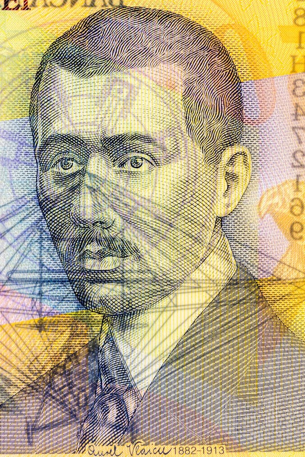 Aurel Vlaicu on 50 Romanian Leu RON Banknote Stock Photo - Image of ...