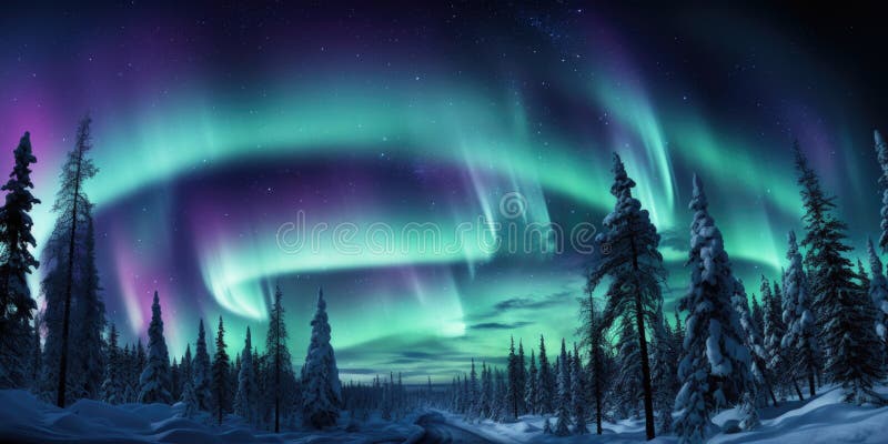 The Aurora Bore is Lit Up in the Night Sky. Generative AI Image. Stock ...
