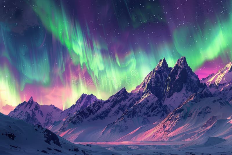 Aurora Borealis Illuminating the Night Sky with Vibrant Colors and ...