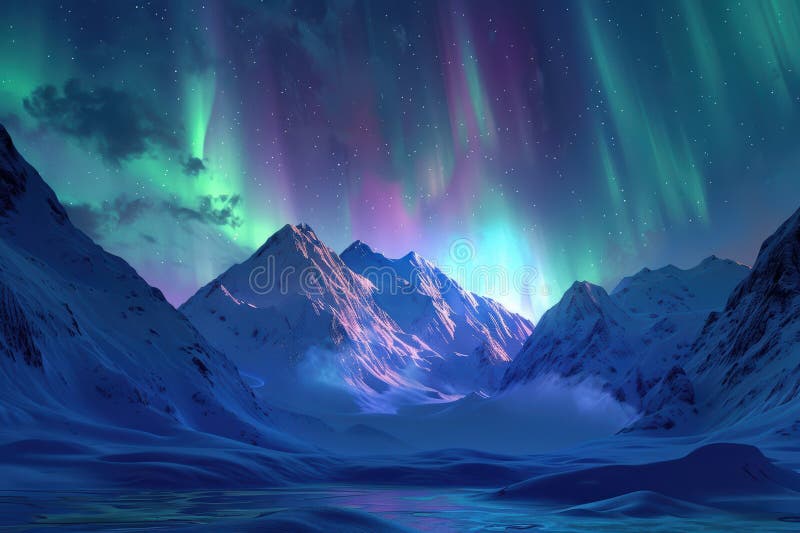 Aurora Borealis Illuminating the Night Sky with Vibrant Colors and ...