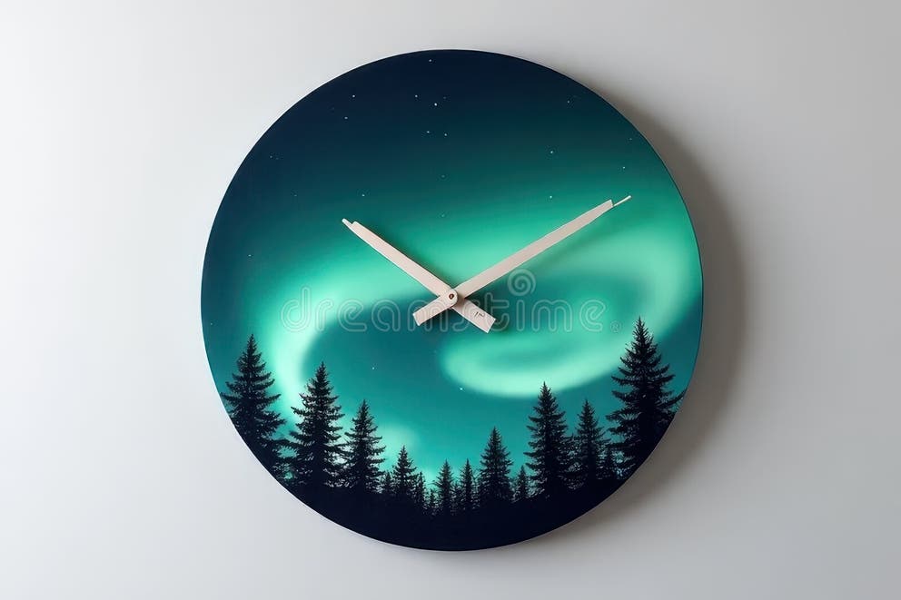 Aurora Borealis Inspired Wall Clock Design Stock Illustration ...