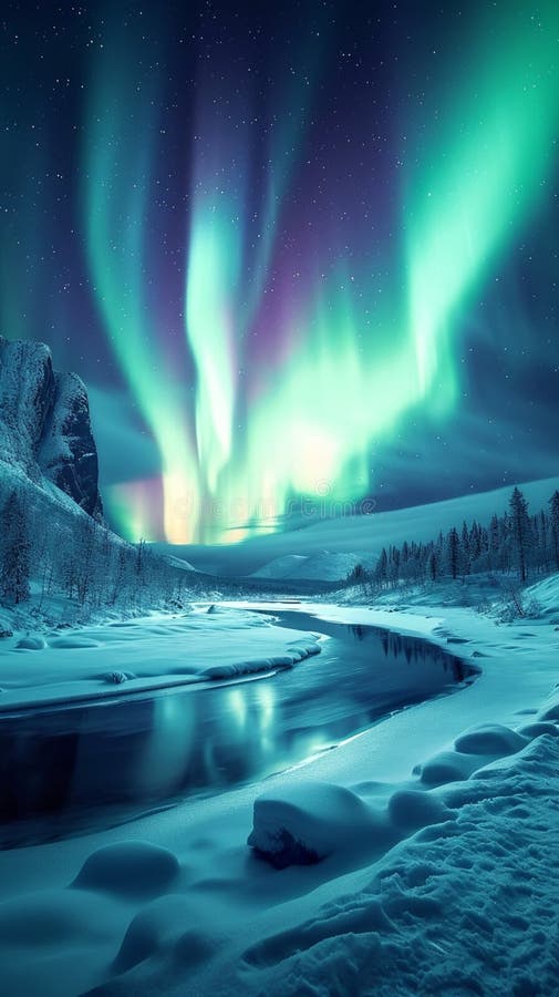 Aurora Borealis Laplands Cold Sky Adorned with Celestial Arctic Beauty ...