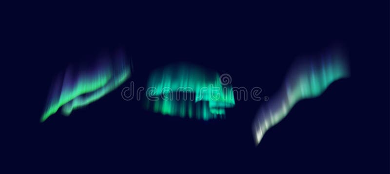 Aurora Borealis Patterns in Night Sky Realistic Color Icons Stock ...