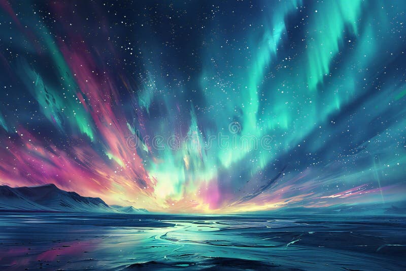 An Aurora Borealis in a Very Bright Sky, High Quality, High Resolution ...