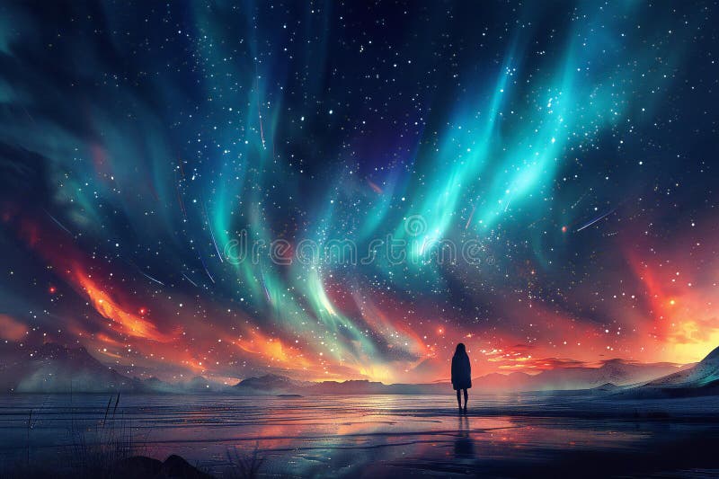 An Aurora Borealis in a Very Bright Sky, High Quality, High Resolution ...