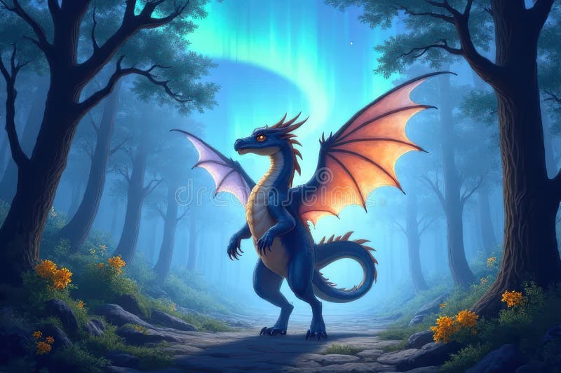 Aurora Dragon Dancer - Enchanted Performance in a Fantasy Landscape ...