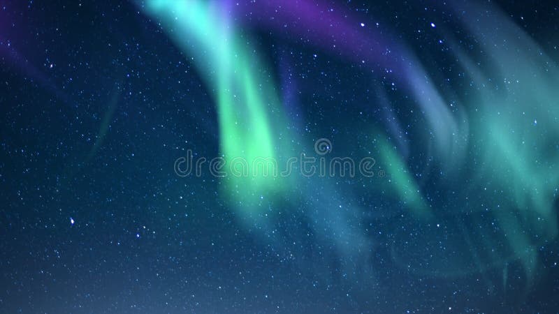 Aurora Green Purple in Starry Sky Loop Stock Footage - Video of cosmic ...