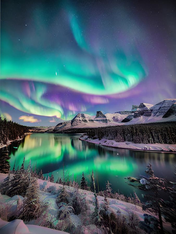 Aurora Northern Southern Lights Illustration Artificial Intelligence ...