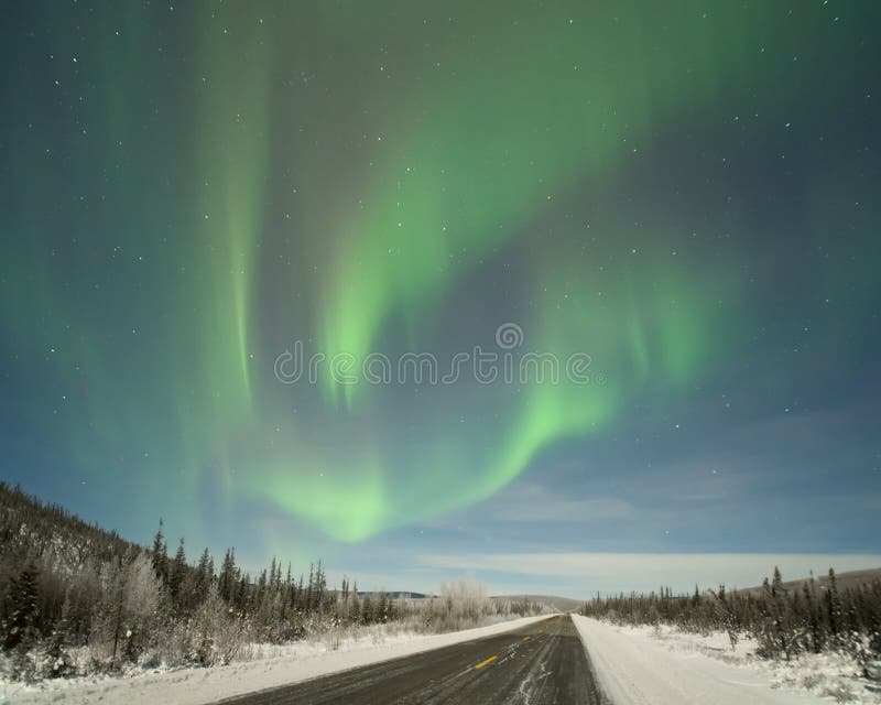 Aurora over Elliot Highway stock photo. Image of elliot - 4058586