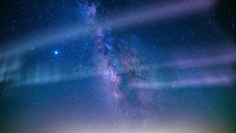 Aurora in Starry Blue Night Sky Loop Stock Footage - Video of milkyway ...