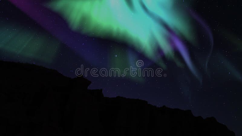 Aurora and Starry Sky Cosmic Overture Rocks Loop Stock Video - Video of ...
