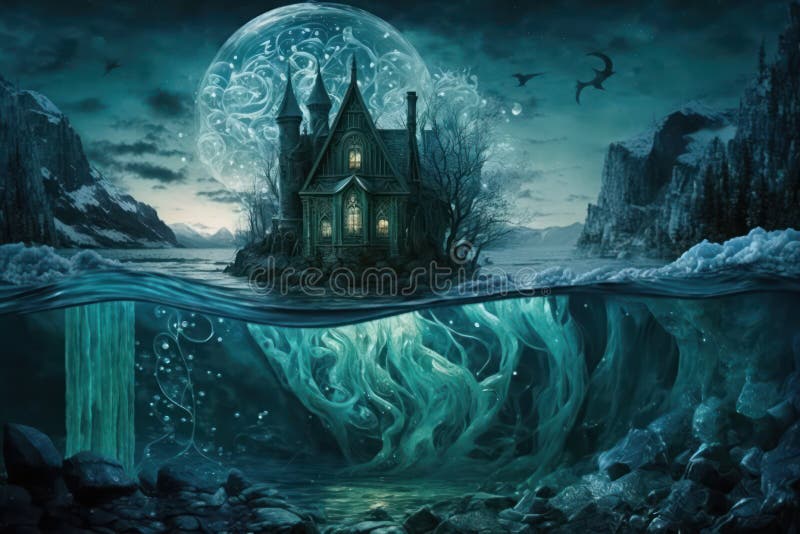 Aurora water magic. stock illustration. Illustration of ocean - 268826761