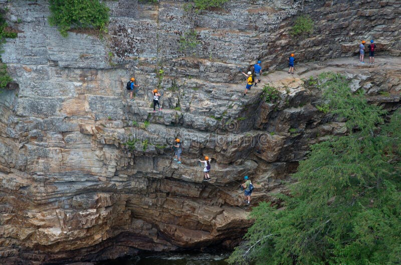 AuSable Chasm Rock Climbers on the Rock Formation Editorial Image ...