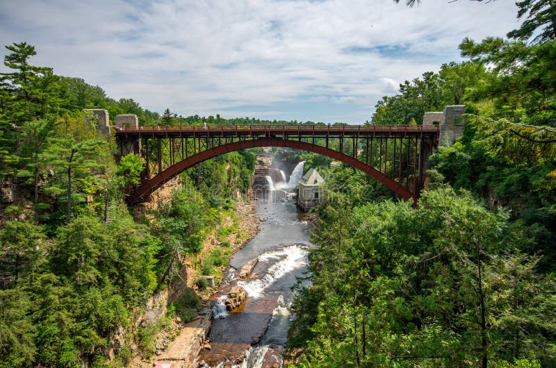 AuSable Chasm Rock Formation and Waterfalls Stock Photo - Image of ...