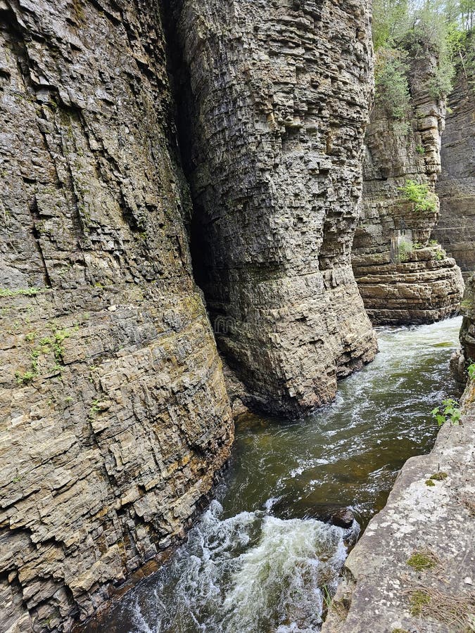 Ausable Chasm Canyon Cliffs and Mountain River Stock Photo - Image of ...