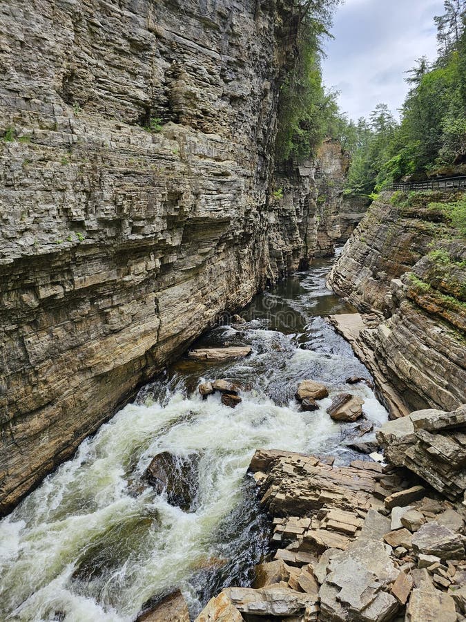 Ausable Chasm Canyon and Mountain River in New York State Stock Image ...
