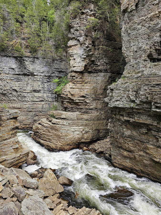 Ausable Chasm Canyon and Mountain River in New York State Stock Image ...