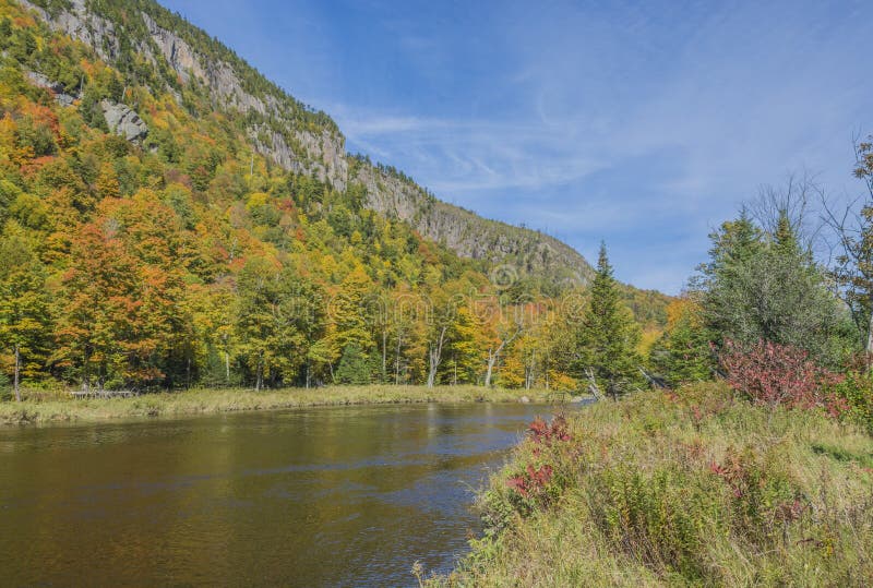 Ausable River & Moss Cliff with Colors Stock Image - Image of blue ...