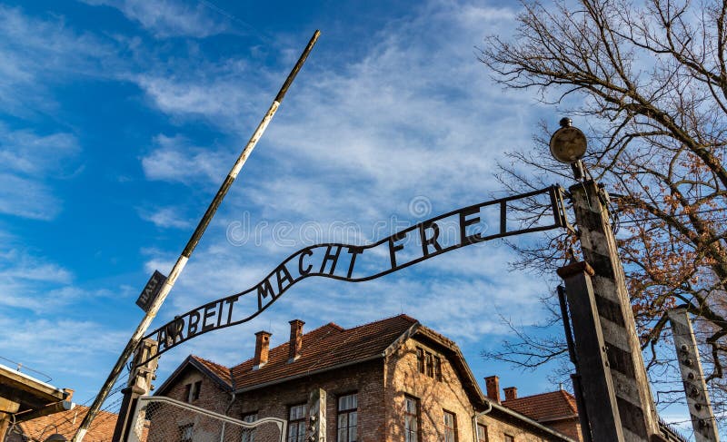Auschwitz Gate Sign editorial photo. Image of museum - 239092301