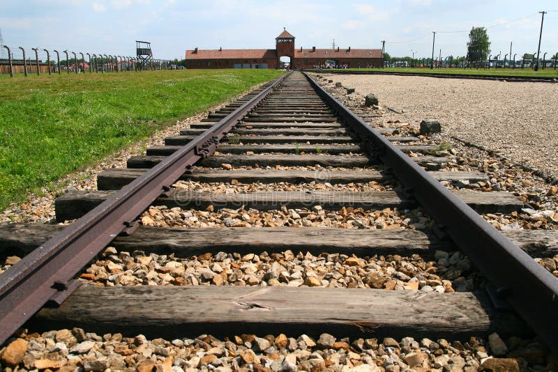Auschwitz rail tracks editorial photography. Image of electricity ...