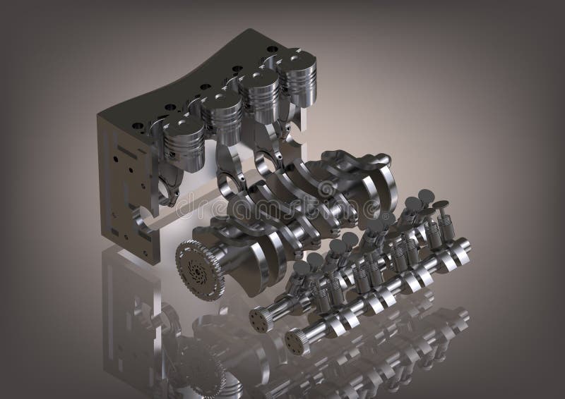 Automotor Auseinandergebaut Viele Teile Stock Abbildung - Illustration ...