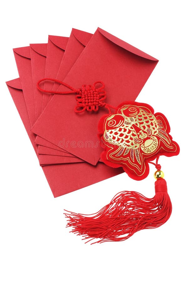 Auspicious Fish Ornament and Red Packets Stock Photo - Image of ...