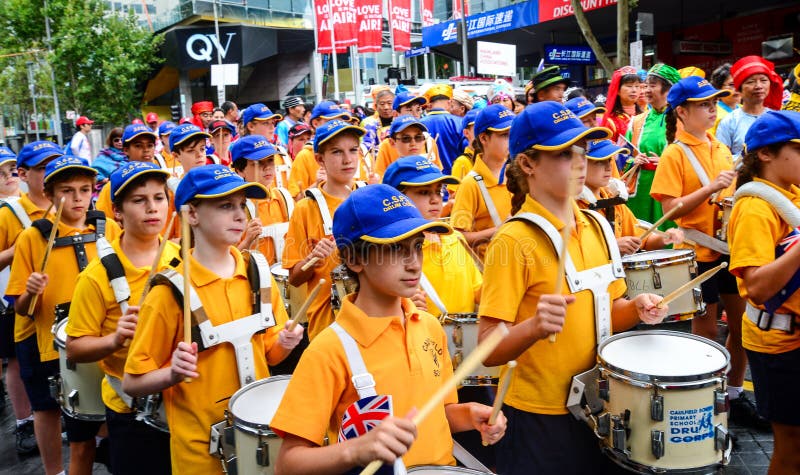 Aussie Children in Band Procession on Australia Day Editorial Stock ...