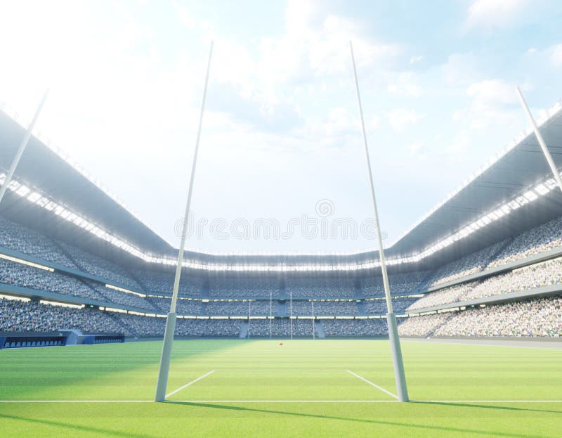 Aussie Rules Stadium and Ball Stock Illustration - Illustration of ...