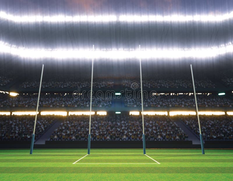 Aussie Rules Stadium and Ball Stock Illustration - Illustration of turf ...