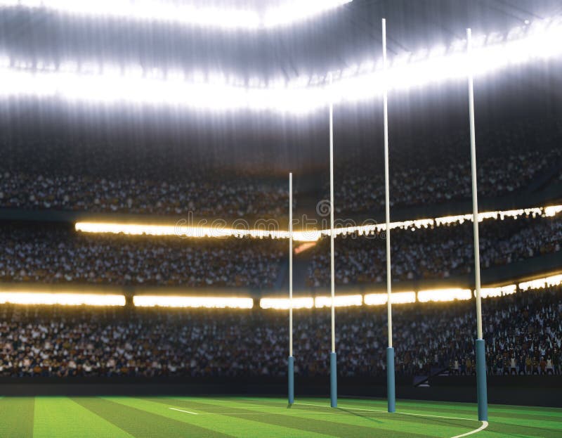 Aussie Rules Stadium and Ball Stock Illustration - Illustration of ...