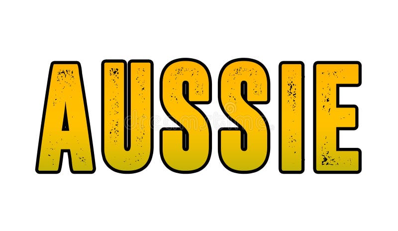 Aussie. Yellow text stock illustration. Illustration of ocean - 270472077