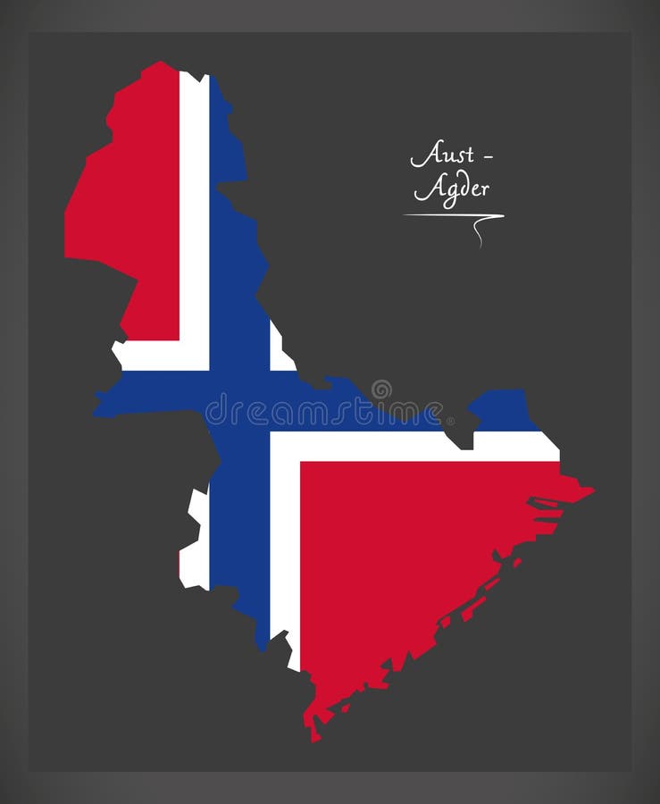 Aust - Agder Map of Norway with Norwegian National Flag Stock Vector ...