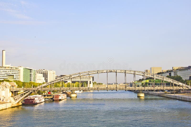 Austerlitz Bridge and Modern Buildings in Paris Stock Image - Image of ...