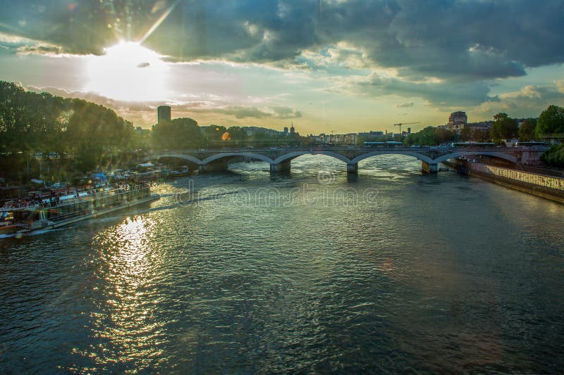 Austerlitz Bridge and Sunset Paris in May Stock Photo - Image of paris ...