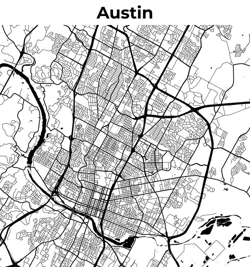 Austin City Map, Cartography Map, Street Layout Map Stock Vector ...