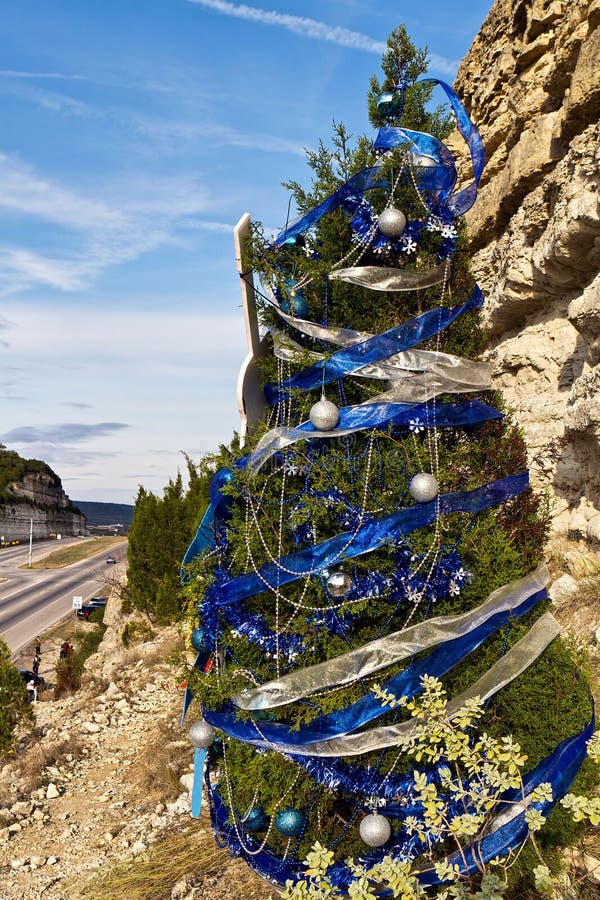 Guerilla Christmas Tree Above Austin Highway Editorial Image - Image of ...