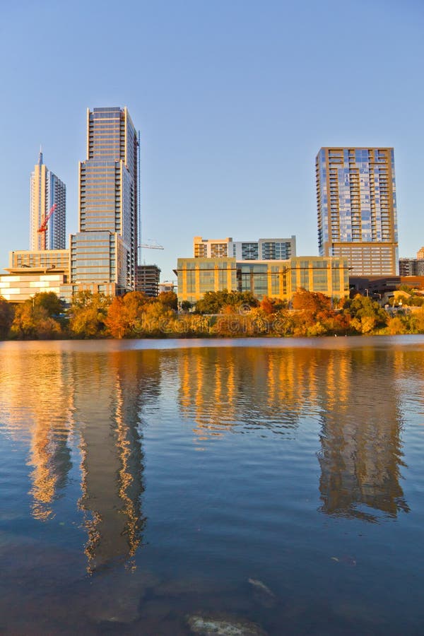 Austin downtown at sunset stock image. Image of evening - 64710469