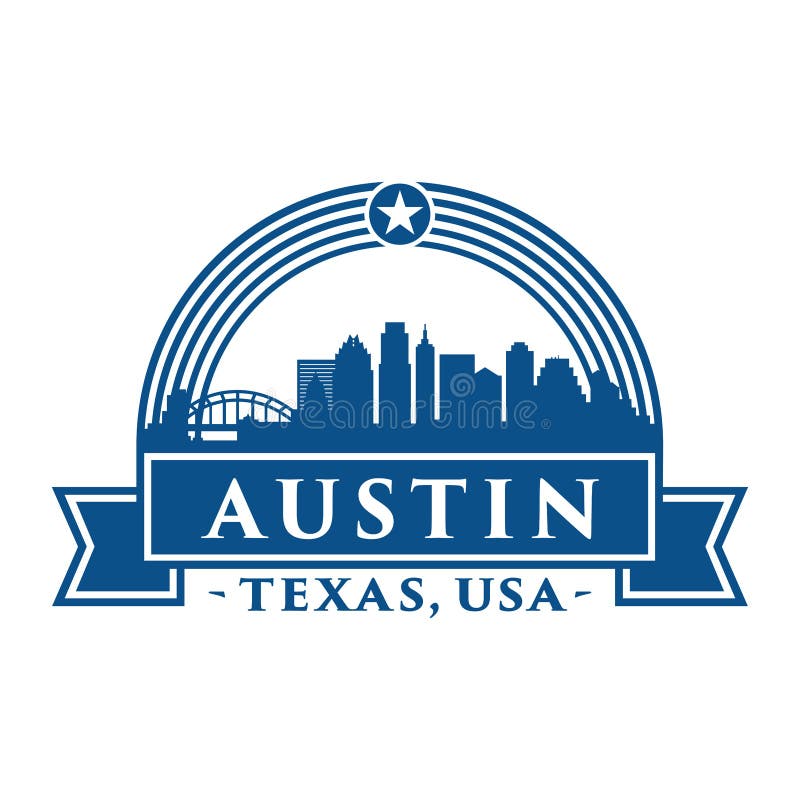Austin City Skyline Silhouette Vector Logo Illustration Stock Vector ...