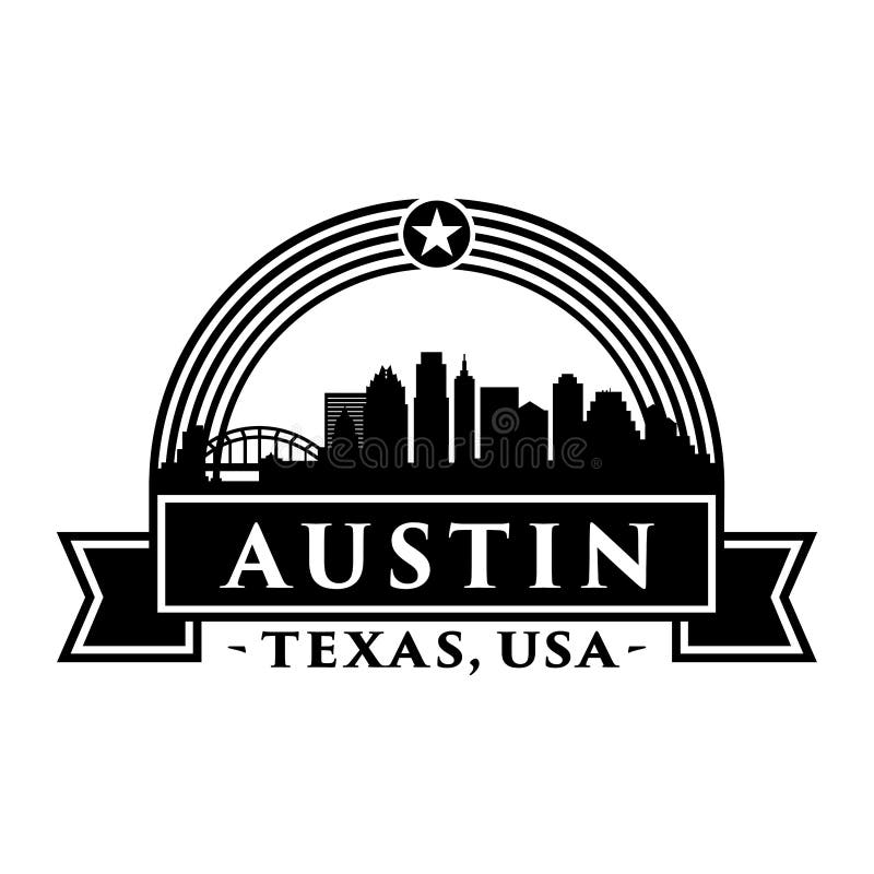 Austin City Skyline Silhouette Vector Logo Illustration Stock Vector ...