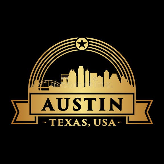 Austin City Skyline Silhouette Vector Logo Illustration Stock Vector ...