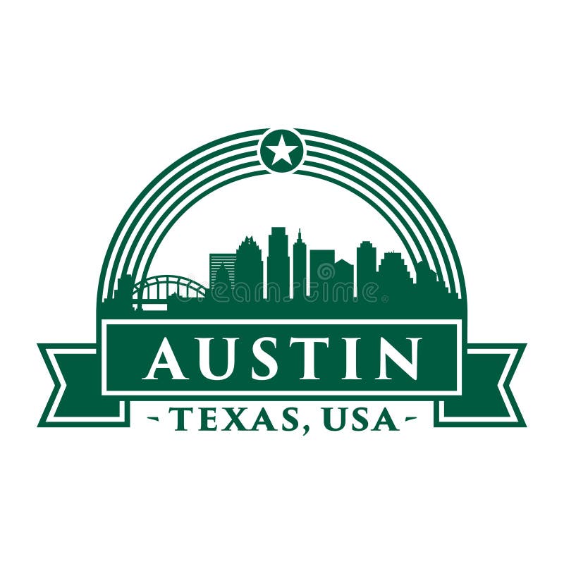 Austin City Skyline Silhouette Vector Logo Illustration Stock Vector ...