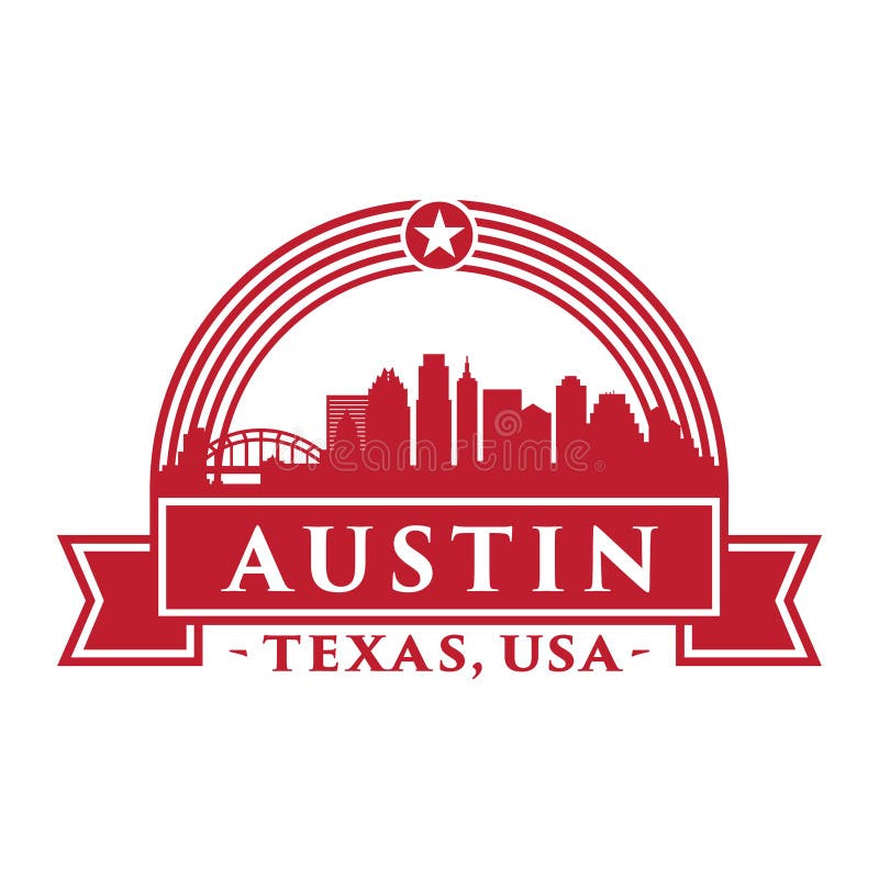 Austin City Skyline Silhouette Vector Logo Illustration Stock Vector ...